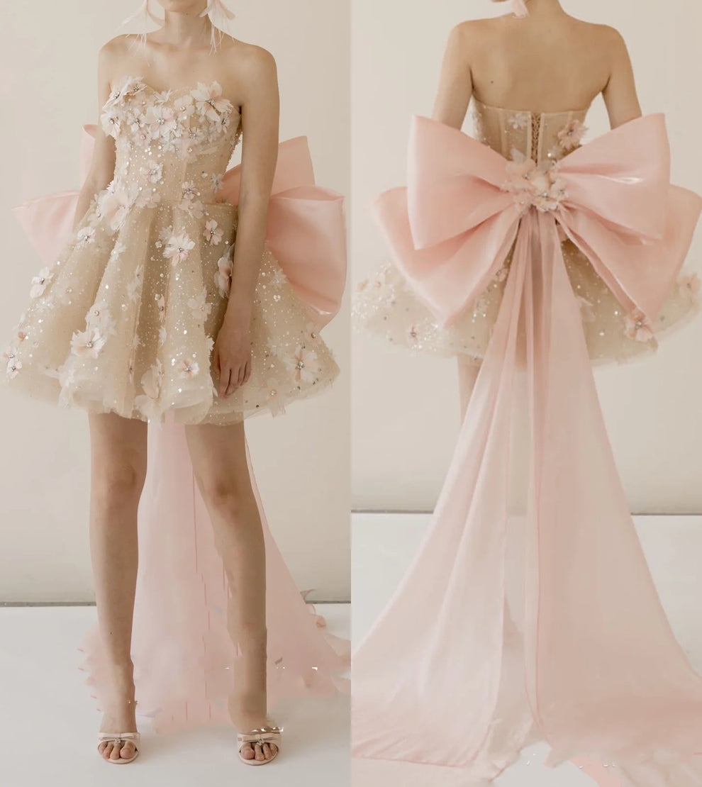 Sexy Ball Gown Sweetheart Pink Floral Lace Prom Dresses Party Dress SD ...